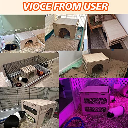 Clearance- Guinea Pigs Hay Feeder, 3-in-1 Double Hay Rack Wooden Hideout and Tunnel Combi for Bunny Rabbit Chinchila Guinea Pigs Family, HDF Durable Habitat Furniture