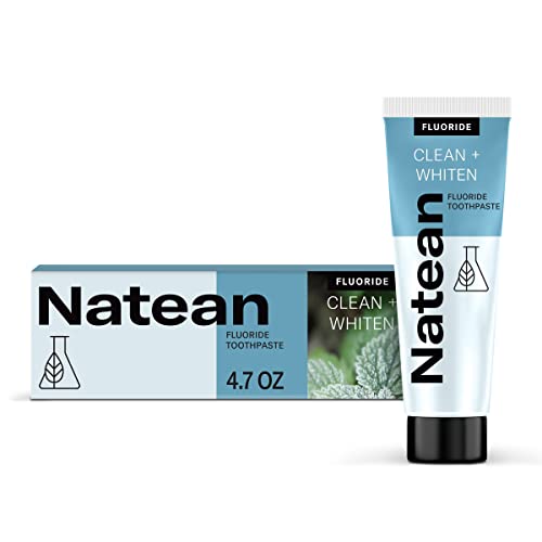 Natean Clean + Whiten Fluoride Whitening Toothpaste, Clean Mint - 4.7 Oz Tube