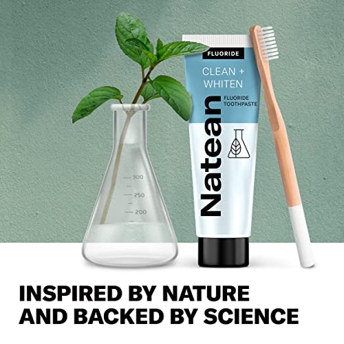 Natean Clean + Whiten Fluoride Whitening Toothpaste, Clean Mint - 4.7 Oz Tube