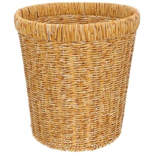 zerodeko rattan trash can wicker woven waste paper basket bohemian wastebasket rustic farmhouse laundry storage basket for home office 30x28cm