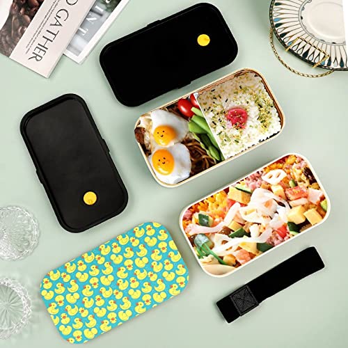 Yellow Rubber Duck and Bubbles Bento Lunch Box Leak-Proof Bento Box Food Containers with 2 Compartments for Offce Work Picnic Yellow-Style