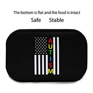 Autism Awareness Puzzle USA Flag Printed Lunch Box Tote Bag with Handles and Shoulder Strap for Men Women Work Picnic