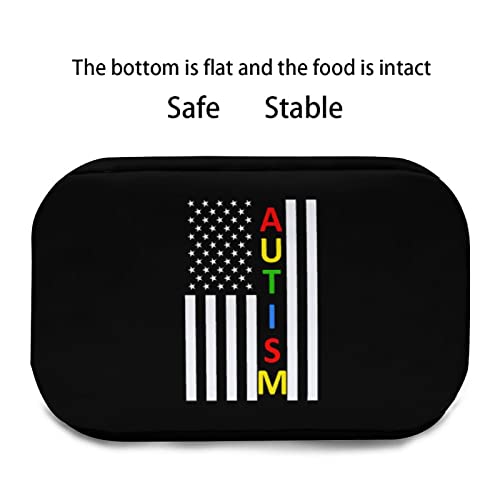 Autism Awareness Puzzle USA Flag Printed Lunch Box Tote Bag with Handles and Shoulder Strap for Men Women Work Picnic