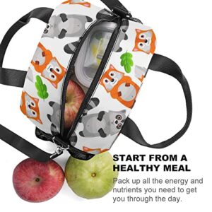 Racoons and Foxes Printed Lunch Box Tote Bag with Handles and Shoulder Strap for Men Women Work Picnic