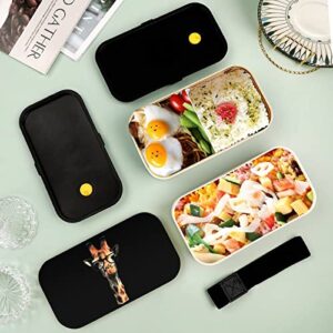 Giraffe with Sunglasses Bento Lunch Box Leak-Proof Bento Box Food Containers with 2 Compartments for Offce Work Picnic Yellow-Style