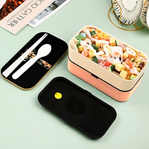 Giraffe with Sunglasses Bento Lunch Box Leak-Proof Bento Box Food Containers with 2 Compartments for Offce Work Picnic Yellow-Style