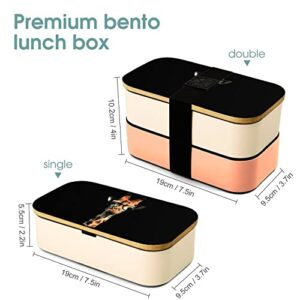 Giraffe with Sunglasses Bento Lunch Box Leak-Proof Bento Box Food Containers with 2 Compartments for Offce Work Picnic Yellow-Style