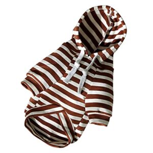 pet autumn and winter hoodies fleece stripe sweatshirt pet cats and dogs warm clothe pet supplies pet clothes hangers and rack (x-large, brown)