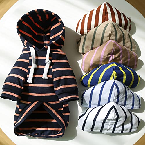 Pet Autumn and Winter Hoodies Fleece Stripe Sweatshirt Pet Cats and Dogs Warm Clothe Pet Supplies Pet Clothes Hangers and Rack (X-Large, Brown)