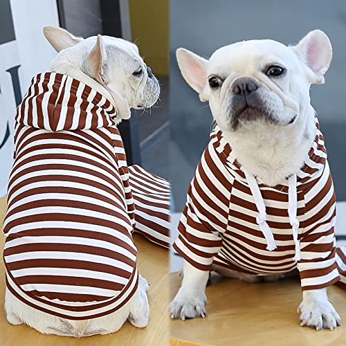 Pet Autumn and Winter Hoodies Fleece Stripe Sweatshirt Pet Cats and Dogs Warm Clothe Pet Supplies Pet Clothes Hangers and Rack (X-Large, Brown)