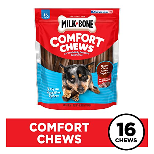 Milk-Bone Comfort Chews, Dog Treats with Unique Chewy Texture and Real Beef, 16 Chews