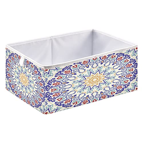 Kigai Floral Mandala Fabric Storage Bin 11" x 11" x 11" Cube Baskets Collapsible Store Basket Bins for Home Closet Bedroom Drawers Organizers