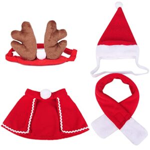 Meihejia Cat Christmas Costume Outfit Set, Super Cute Cat Santa Costume, Cat Santa Hats, Scarves, Capes, Moose Horns