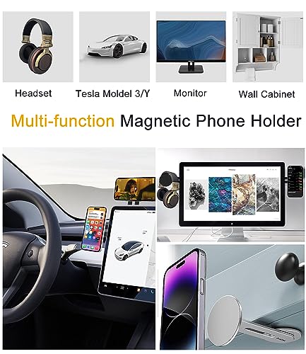 Jkoailiwi 180° Adjustable & Flip Continuity Camera Monitor Mount, Dual Screen Magnetic Phone Holder for Laptop, Slim MacBook Webcam Mount Compatible with MagSafe iPhone 15/14/13/12 & All Phones