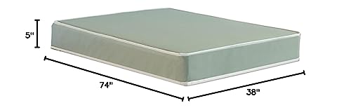 Wayton, 5-inch Water Proof Vinyl Medium Firm Tight Top High Density Foam Rolled Mattress, Pressure Relieving & Cooling - Bed in Box, Twin, Green