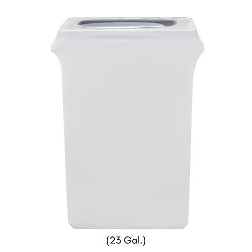 YOUR CHAIR COVERS - 23 Gallon Spandex Slim Jim Narrow Trash Can Cover - White