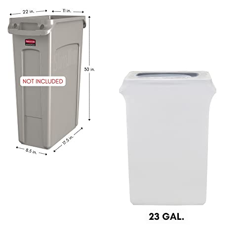 YOUR CHAIR COVERS - 23 Gallon Spandex Slim Jim Narrow Trash Can Cover - White