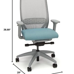 HON Nucleus Recharged Grey Office Chair Ergonomic Suspended Seat Mesh Back Computer Desk Chair for Home Office, Task Work - Synchro-Tilt Recline, Swivel Wheels, Adjustable Lumbar Support & Armrests