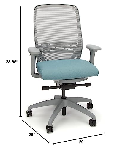 HON Nucleus Recharged Grey Office Chair Ergonomic Suspended Seat Mesh Back Computer Desk Chair for Home Office, Task Work - Synchro-Tilt Recline, Swivel Wheels, Adjustable Lumbar Support & Armrests