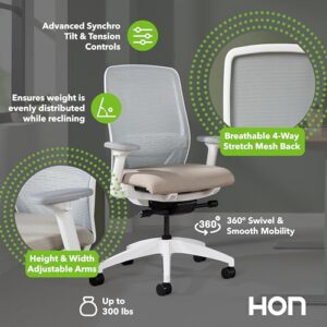 HON Nucleus Recharged Grey Office Chair Ergonomic Suspended Seat Mesh Back Computer Desk Chair for Home Office, Task Work - Synchro-Tilt Recline, Swivel Wheels, Adjustable Lumbar Support & Armrests