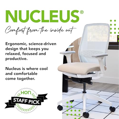 HON Nucleus Recharged Grey Office Chair Ergonomic Suspended Seat Mesh Back Computer Desk Chair for Home Office, Task Work - Synchro-Tilt Recline, Swivel Wheels, Adjustable Lumbar Support & Armrests