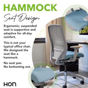 HON Nucleus Recharged Grey Office Chair Ergonomic Suspended Seat Mesh Back Computer Desk Chair for Home Office, Task Work - Synchro-Tilt Recline, Swivel Wheels, Adjustable Lumbar Support & Armrests