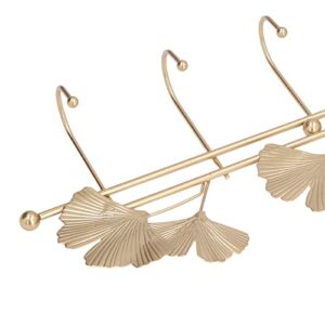 Wall Hooks, European Style Ginkgo Biloba Leaf Self Adhesive Hats Hooks, Metal Wall Mounted Hanging Coat Rack for Bathroom Kitchen