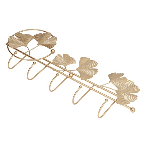 Wall Hooks, European Style Ginkgo Biloba Leaf Self Adhesive Hats Hooks, Metal Wall Mounted Hanging Coat Rack for Bathroom Kitchen