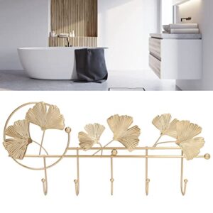 Wall Hooks, European Style Ginkgo Biloba Leaf Self Adhesive Hats Hooks, Metal Wall Mounted Hanging Coat Rack for Bathroom Kitchen