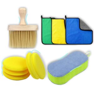 kalevel 10 pcs car detailing brush interior car wash towel microfiber car wash sponge and foam wax applicator pad kit non scratch for vents