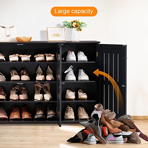 Yaheetech Free Standing Shoe Rack Adjustable Storage Organizer 4 Tier Shoe Rack Shelves Entryway Hallway Furniture for Bathroom Living Room Black