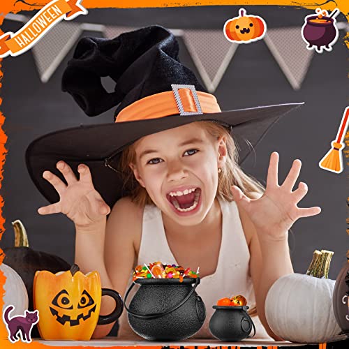 30 Pcs Halloween Candy Cauldron Kettles Mini Plastic Witches Cauldron Pot Cauldron Candy Bowl with Handle Black Green Candy Bucket for St. Patrick's Irish Themed Boys Girls Party Decorations Supplies