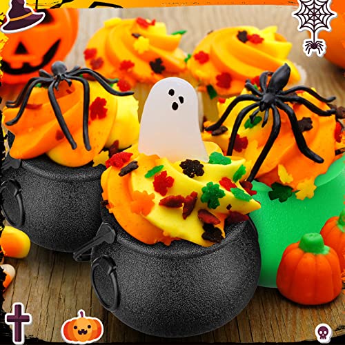 30 Pcs Halloween Candy Cauldron Kettles Mini Plastic Witches Cauldron Pot Cauldron Candy Bowl with Handle Black Green Candy Bucket for St. Patrick's Irish Themed Boys Girls Party Decorations Supplies