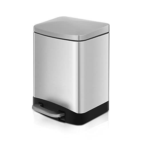 Innovaze 1.6 Gal./6 Liter Stainless Steel Rectangular Step-on Trash Can for Bathroom and Office