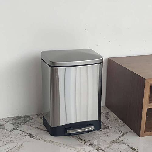 Innovaze 1.6 Gal./6 Liter Stainless Steel Rectangular Step-on Trash Can for Bathroom and Office