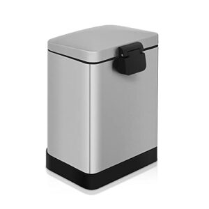 Innovaze 1.6 Gal./6 Liter Stainless Steel Rectangular Step-on Trash Can for Bathroom and Office