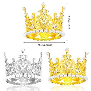 2 PCS Crown Hat for Dogs Cat Crown Headband Pets Crown Birthday Hat Dog Birthday Party Supplies Decoration Dog Rhinestone Faux Pearl Crown for Pets Costume Hair Accessories