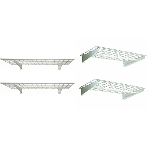 HyLoft 00630 48" x 24" Garage Wall Shelf Storage, White (Pack of 2) 777 Wall Shelf with Hanging Rod, 36" x 18" (2-Pack), White