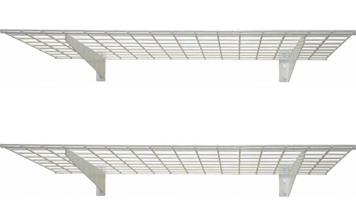 HyLoft 00630 48" x 24" Garage Wall Shelf Storage, White (Pack of 2) 777 Wall Shelf with Hanging Rod, 36" x 18" (2-Pack), White