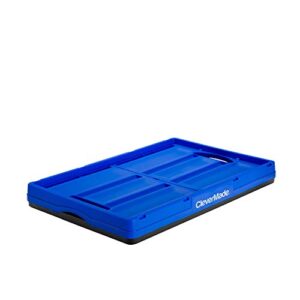 CleverMade 62L Collapsible Storage Bins - Durable Plastic Folding Utility Crates, Royal Blue, 3 Pack & CleverMade - 8034119-21843PK 62L Collapsible Storage Bins with Lids - 3 Pack, Neptune Blue