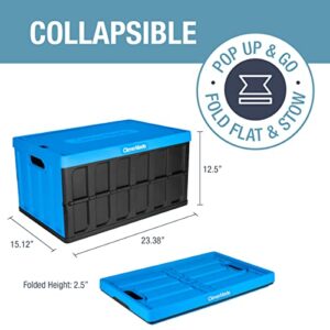 CleverMade 62L Collapsible Storage Bins - Durable Plastic Folding Utility Crates, Royal Blue, 3 Pack & CleverMade - 8034119-21843PK 62L Collapsible Storage Bins with Lids - 3 Pack, Neptune Blue