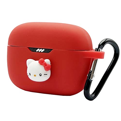 Silicone Case Fit for JBL Tune 130NC TWS,Cute Case Compatible with JBL Tune 130NC TWS with Keychain (Red)