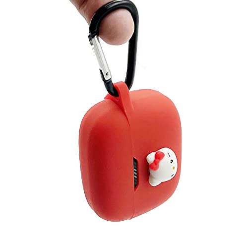 Silicone Case Fit for JBL Tune 130NC TWS,Cute Case Compatible with JBL Tune 130NC TWS with Keychain (Red)