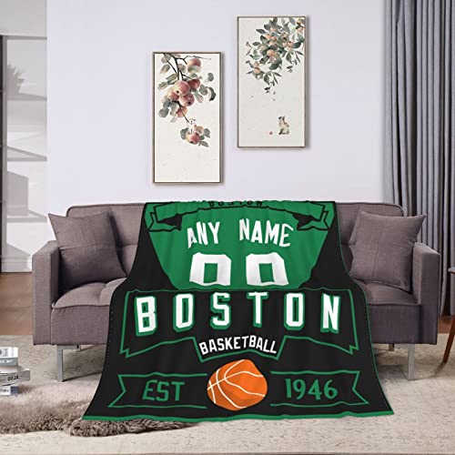 Custom Basketball City Blanket Personalized Fan Gift Throw Blanket Add Your Name & Number Decorative for Bedroom Living Room