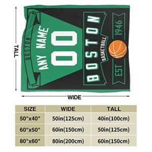 Custom Basketball City Blanket Personalized Fan Gift Throw Blanket Add Your Name & Number Decorative for Bedroom Living Room