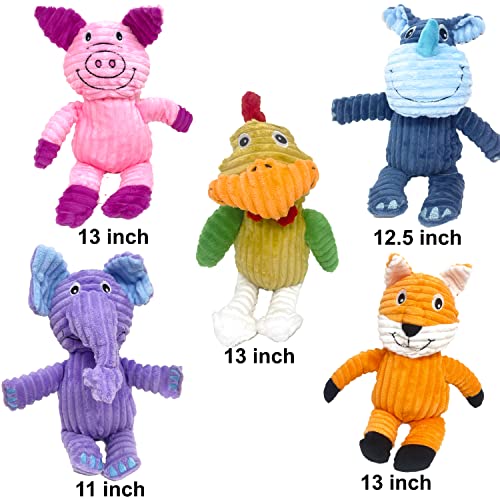 Jalousie 5 Pack Tough Plush Animal Dog Toys Assortment Value Bundle Dog Squeaky Toys Assortment Puppy Pet Mutt Dog Toy Dog Squeak Toy for Medium Large Dogs