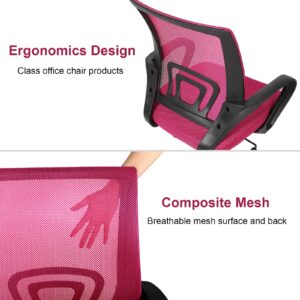 InfiniPower Task Ergonomic Mesh Computer Wheels and Arms and Lumbar Support Study Chair for Students Teens Men Women for Dorm Home Office, Pink