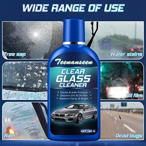 Car Glass Oil Film Cleaner, Car Glass Cleaner with Sponge, Glass Cleaner for Auto and Home Eliminates Water Spots, Bird Droppings, Coatings, and More to Polish and Restore Glass to Clear (180g)