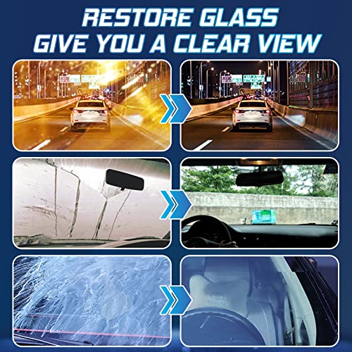 Car Glass Oil Film Cleaner, Car Glass Cleaner with Sponge, Glass Cleaner for Auto and Home Eliminates Water Spots, Bird Droppings, Coatings, and More to Polish and Restore Glass to Clear (180g)