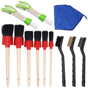 gdfymi car detailing brushes set, car cleaning supplies, car duster interior, car interior detailing kit, auto detail brushes air conditioner brush for cleaning wheels, exterior, leather (12 pieces)